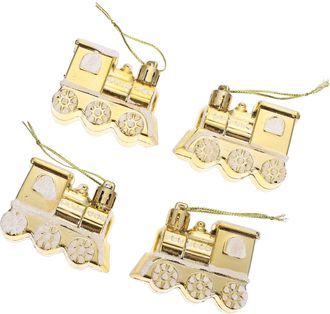 SOLUSTRE 4 St&uuml;ck Weihnachtsbaumschmuck Auto Anh&auml;nger aus Strapazierf&auml;higem Material Kleiner Weihnachtsbaumzug In Gold Leichte H&auml;ngedekoration f&uuml;r Wohnzimmer un