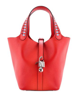 Hermès Picotin Lock Bag Tressage Epsom PM bucket bag - Rouge