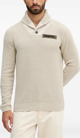 Aeronautica button shawl collar sweater - Nude