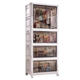 Generic Faltbarer Kleiderschrank Schrank Kleidung Wardrobe Mit Universalrollen Und Magnetischen Türen Doppeltüren Zerlegbar Und Frei Kombinierbar PP-Material(
