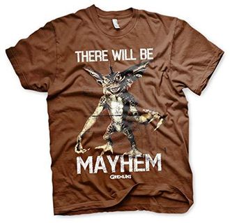 Gremlins Officiellement sous Licence There Will Be Mayhem Hommes T-Shirt (Marron), X-Large