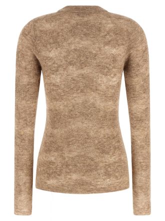 Brunello Cucinelli Perforated Silk-Alpaca Knit Sweater - Beige