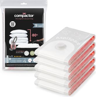 Compactor Flache Aufbewahrungstasche f&uuml;r unter das Bett - Wei&szlig; transparent - Extra flaches Format f&uuml;r Bettdecken, Kleidung, Bettw&auml;sche - Mit Rei&szlig;verschluss - Pl