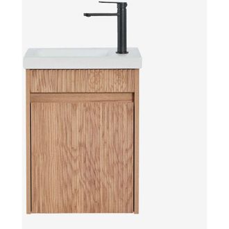Sklum H&auml;ngendes Badezimmerm&ouml;bel-Set aus Holz mit integriertem Waschbecken Narek