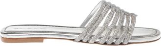 Baldinini Femme, Chaussures, Gris, Taille: 37 EU Mule en cuir lamin&eacute;