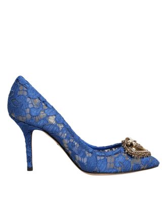 Dolce & Gabbana Blaue Taormina Spitze DEVOTION Pumps Schuhe