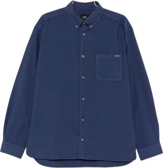 A.P.C. A.p.c., Homme, Chemises, Bleu, Taille: XL Mateo Logo Shirt