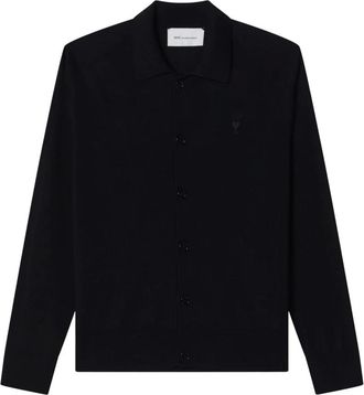 Ami Homme, Pulls, Noir, Taille: M ADC Shirt Collar Cardigan