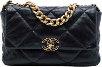 Chanel Pre-owned Sac Grand Mod&egrave;le 19 &agrave; rabat - Femme - Pre-owned - Noir - Taille: ONE Size