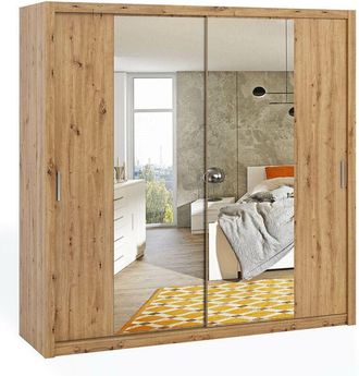 Furnix Schiebet&uuml;renschrank Berti 2-t&uuml;riger Kleiderschrank B220 x H215 x T62 cm Artisan - Furnix