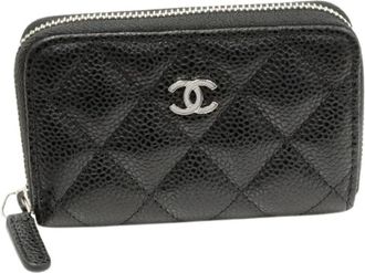 Chanel Porte-monnaie Pre-owned Timeless Classic en Cuir de Veau Grain&eacute; - Femme - Pre-owned - Noir - Taille: ONE Size