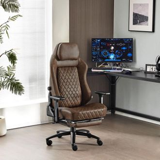 Woltu Bürostuhl Ergonomischer Gaming Stuhl Schreibtischstuhl mit adaptiver Lendenwirbelstütze, hochdichtem Formschaum, Fußstütze Armlehnen, 150 kg