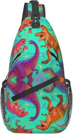 Generic L&eacute;ger Sacoche Homme Bandouliere Animaux Dinosaures Art Sacs &agrave; Bandouli&egrave;re Antivol Crossbody Bag pour Camping Randonn&eacute;e &eacute;cole