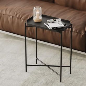 Hanah Home Stylish Black Metal Coffee Table, 26 x 40 x 56 cm | 100% Durable Metal Construction | Perfect for Modern Living Rooms & Cozy Spaces