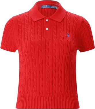 Polo Ralph Lauren Femme, Tops, Rouge, Taille: 42 FR Polo en maille torsad&eacute;e