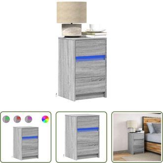 vidaXL LED Beleuchtung - Nachttisch mit LED-Leuchten Grau Sonoma Holzwerkstoff