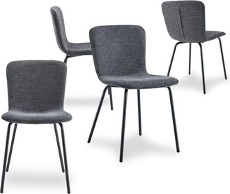 IDIMEX Lot de 4 chaises audrey en tissu noir