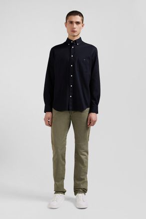 Eden Park Chemise En Piqu&eacute; Coton Unie Noire Coupe Regular