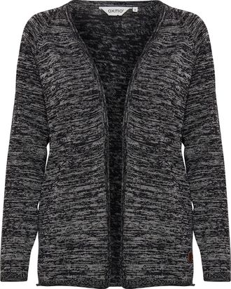Oxmo Danila Damen Strickjacke Feinstrick Cardigan Strickcardigan mit offenem V-Ausschnitt, Größe:L, Farbe:Black (70155)