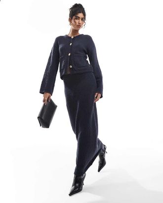 4th & Reckless Strukturierter Maxi-Strickrock in Marineblau, Kombiteil