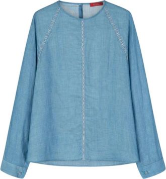 Max Mara Femme, Blouses et Chemises, Bleu, Taille: 38 FR Edile Blouse