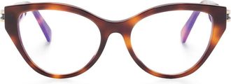 Bulgari lunettes de vue &agrave; monture papillon - Marron