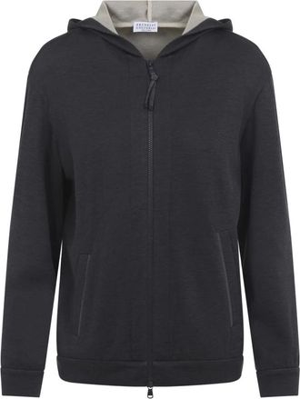 Brunello Cucinelli Femme, Sweatshirts et sweats &agrave; capuche, Gris, Taille: 40 FR Monile Sweat &agrave; capuche