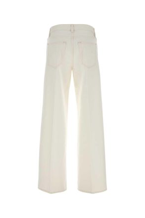 Frame Denim Womens White Denim The Stroll Jeans Aunaturalclean Exterior: Cotton