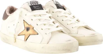 Golden Goose Womens Super Star Sneakers - Golden Goose Deluxe Brand Leather Beige Calfskin Shoes