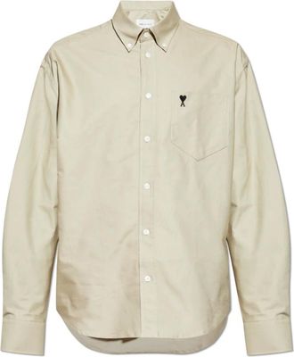 Ami Homme, Chemises, Beige, Taille: XL Logo Shirt