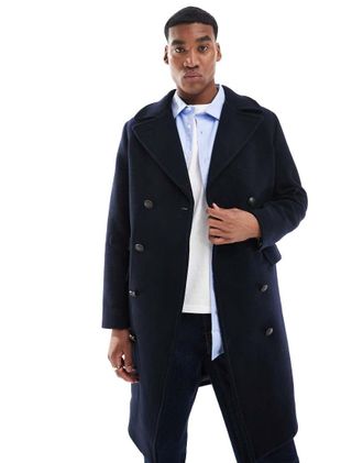 Superdry Manteau long en laine - Bleu marine &eacute;clipse