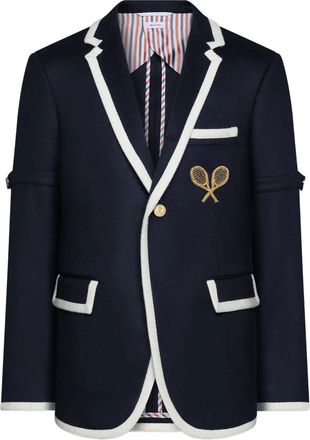 Thom Browne Sakko mit bestickten Armbinden - Blau