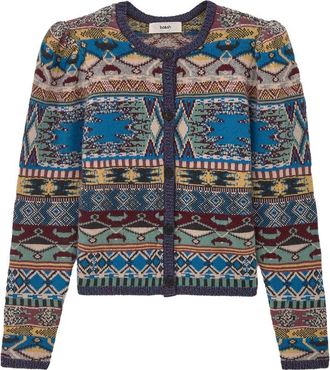 BA&SH Geometric-pattern Puff-sleeve Cardigan