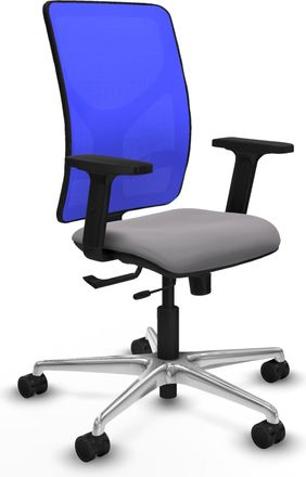 Piqueras y Crespo B&uuml;rostuhl mit hoher R&uuml;ckenlehne, mit 2D-Armlehnen, h&ouml;henverstellbare Lendenwirbelst&uuml;tze, ausgestattet mit Syncro/Traslack und Schneideschaum, Blau/Gra