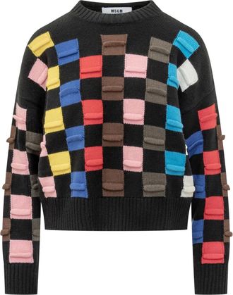 Msgm Pullover mit Karomuster - Schwarz