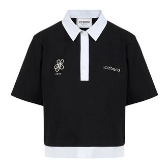 Iceberg Femme, Tops, Noir, Taille: 38 FR T-Shirt Court en Jersey Scuba