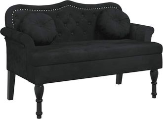 vidaXL Vidaxl - Banc avec coussins en velours noir 120,5x65x75 cm - Capacit&eacute; de charge 110 kg - Design capitonn&eacute; &eacute;l&eacute;gant - Assemblage requis