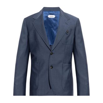 Versace Homme, Vestes, Bleu, Taille: 2XL Blazer en laine avec fente unique