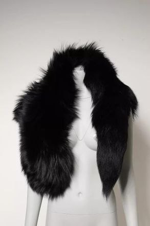 Dolce & Gabbana Schwarzer F&uuml;chsenfell Halsw&auml;rmer Winter Schal