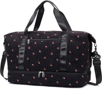 Generic Sac de sport de voyage pour femme et fille avec compartiment &agrave; chaussures, sac de sport spacieux pour voyage de nuit et loisirs, Noir, 12.6*9.06*4.72i