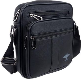 Lorenz Sac à bandoulière compact en similicuir pour homme, Noir