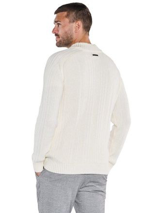 Emilio Adani Rollkragenpullover Herren Pullover mit Stehkragen, Naturweiss