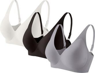 Generic Soutien-gorge fronc&eacute; doux et confortable - Soutien-gorge sans fil - Lingerie pour femme - Soutien-gorge de sport quotidien - Soutien-gorge dentra&icirc;neme