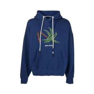 Palm Angels Broken Palm Hoodie - - Sweatshirts & Hoodies - Herren - Blau - S