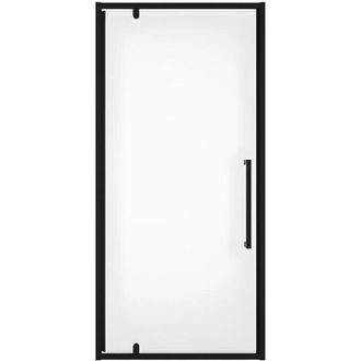 Vente-Unique Vente-Unique - Porte de douche pivotante en verre tremp&eacute; noir mat - 90 x 195 cm - Poign&eacute;e int&eacute;gr&eacute;e - Installation facile - Style industriel