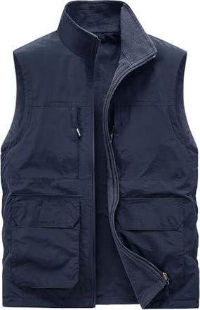 Generic Gilet Sans Manche Homme Zippé- Veste Chaude Grande Taille Confortable Décontracté Avec Poches Couleur Unie Débardeur Chic Coupe Slim Épais Thermique P