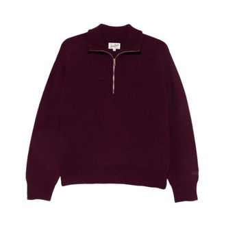 MC2 Saint Barth Isalyn Gerippter Pullover mit halbem Rei&szlig;verschluss - - Knitwear - Damen - Braun - S