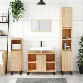 vidaXL Badschrank Sonoma-Eiche 80x33x60 cm Holzwerkstoff Vidaxl