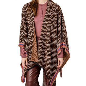 Abbacino Geometrischer Poncho mit Print - - Jackets - Damen - Rosa - ONE SIZE