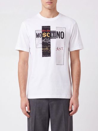 Moschino T-shirt &agrave; col rond en coton avec logo contrastant